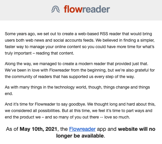 FlowReader cierra sus puertas - Elías Gómez